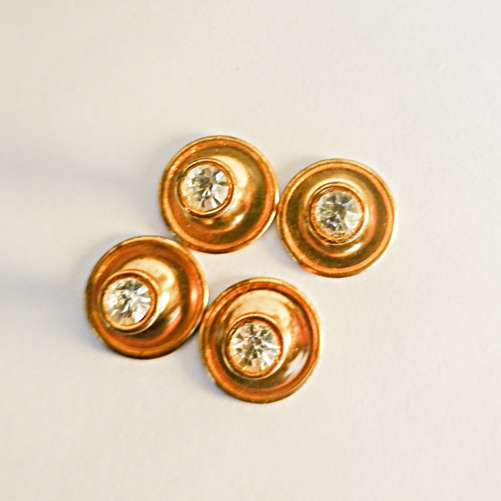 Tuxedo Rock Crystal Shirt Stud Buttons Vintage - Gem